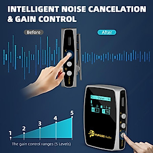 P PUPGSIS Wireless Lavalier Microphone with Noise Cancellation, Dual Transmitter, 500ft Range, 10H Battery, 2.4G Compact Lapel Microphone Wireless for iPhone/Android/Camera/Streaming/Recording/Vlog