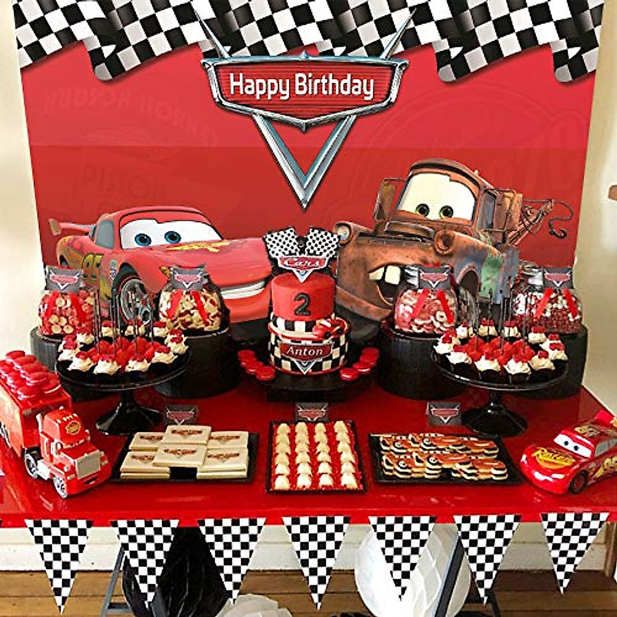 RUINI Car Racing Themed Backdrop Cartoon Cars Mobilization Birthday Party Decorations Backdrop 7x5FT