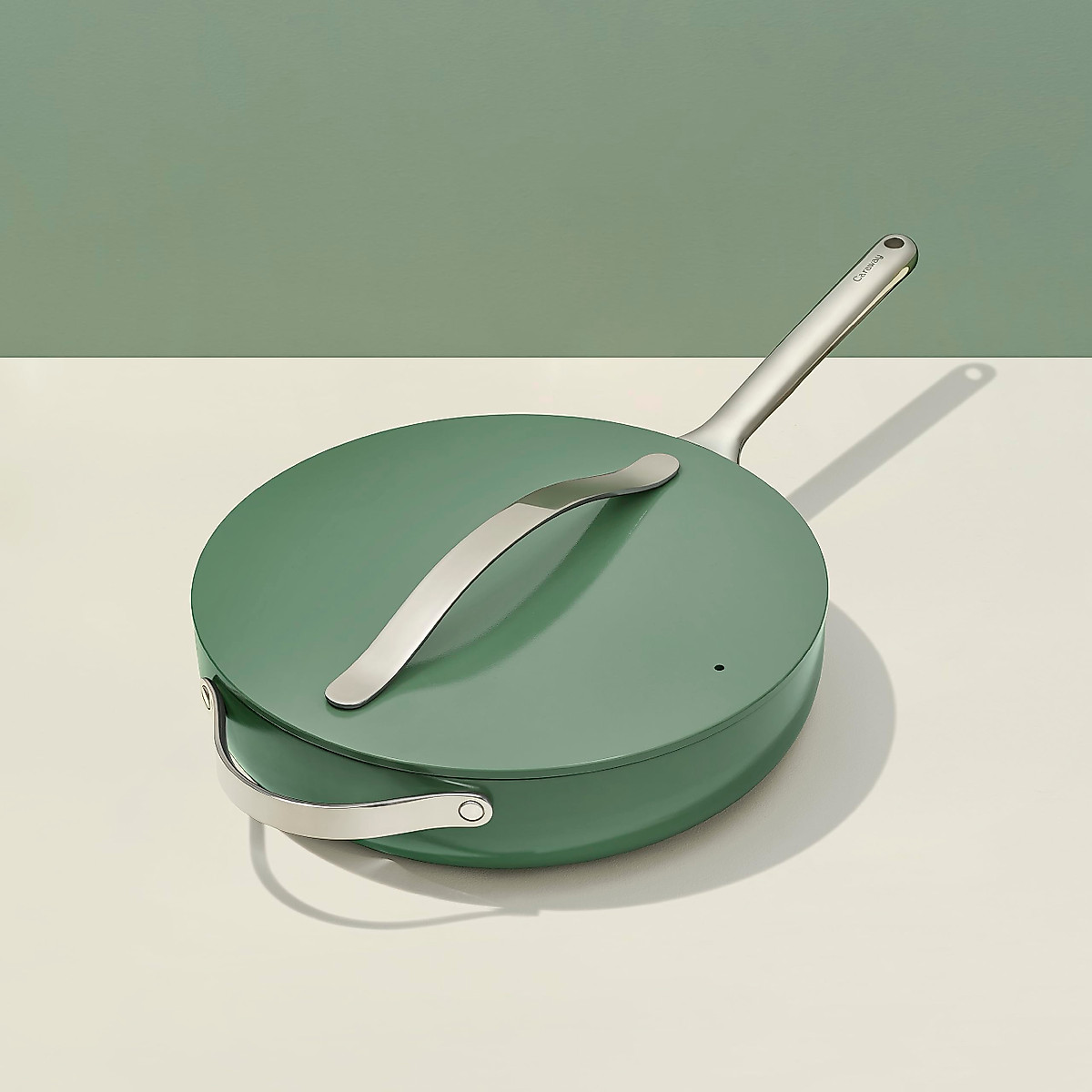 Caraway Nonstick Ceramic Sauté Pan with Lid (4.5 qt, 11.8") - Non Toxic, PTFE & PFOA Free - Oven Safe & Compatible with All Stovetops (Gas, Electric & Induction) - Sage