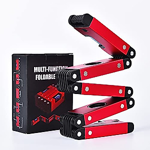 Foldable Level,BOWEITI 28 Inch Multi-Function Folding Level Measurement Tool with 45°/90°/180° Bubbles,Magnetic Versatile Hinged Level for Precise Leveling