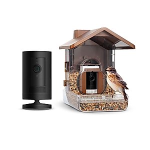 Ring Stick Up Cam Battery + Wasserstein Bird Feeder Camera Case Bundle (Black)