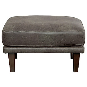 Signature Design by Ashley Arroyo Mid Century Modern Faux Leather Ottoman, Dark Gray