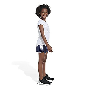 adidas Girls' Big AEROREADY 3-Stripe Pacer Mesh Short, Collegiate Navy, L (14)