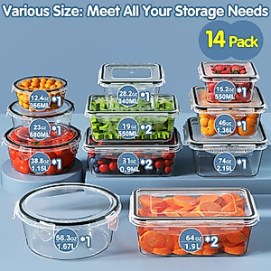28 Pieces Food Storage Containers with Lids EXTRA LARGE Freezer Containers for Food BPA-Free Meat Fruit Vegetables Plastic Containers for Food with lids Storage Airtight Leak-Proof Food Containers Kitchen Pantry