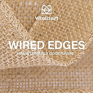 Vitalizart Burlap Ribbon Wired 2.5 in x 20 Yd Beige Natural Jute Ribbon for Gift Wrapping Crafts Christmas Decoration Wreaths