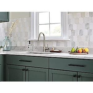 Moen Adler Spot Resist Stainless One-Handle High Arc Kitchen Sink Faucet with Power Clean, Kitchen Faucet with Pull Down Sprayer for Commercial, RV, or Bar, 87233SRS, 24.7" L x 12.3" W x 14.6" H