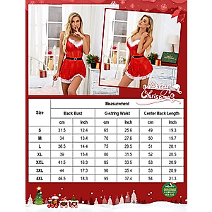 Avidlove Christmas Lingerie For Women Santa Dress Red Lingerie Babydoll Lace Chemises Set (Red, M) Womens Lingerie