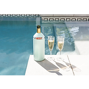 Vinglacé Wine Bottle Chiller- Portable Champagne Insulator- Stainless Steel Wine Cooler Sleeve, Sea Glass