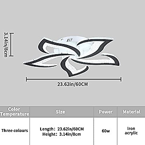 Garwam Modern LED Ceiling Lights,Black LED Dimmable Flower Shape Ceiling Light Chancelier,Flush Mount Ceiling Lamp Lighting fixture with Remote Control for Living Room Dining Room Hallway Kitchen(48W)