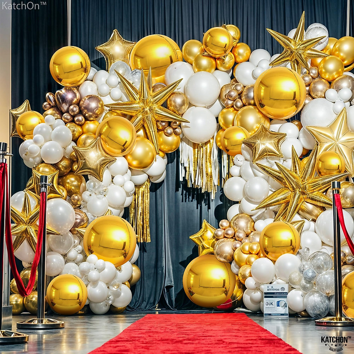 KatchOn, Large Gold Balloons - 22 Inch, Pack of 14 | Gold Foil Balloons for Gold Party Decorations | Round 4D Chrome Gold Balloons, Gold Mylar Balloons | New Years Balloons, New Years Decorations 2025