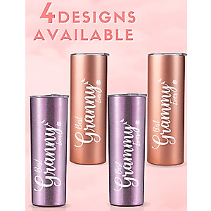 Grammy Gifts from Granddaughter, Grandson, Grandchild, Insulated Stainless Steel Wine Tumbler with Lid and Straw, for Grandma on Mother’s Day, Birthday, Christmas, Best Grammy Ever, Rose Gold, 20 oz