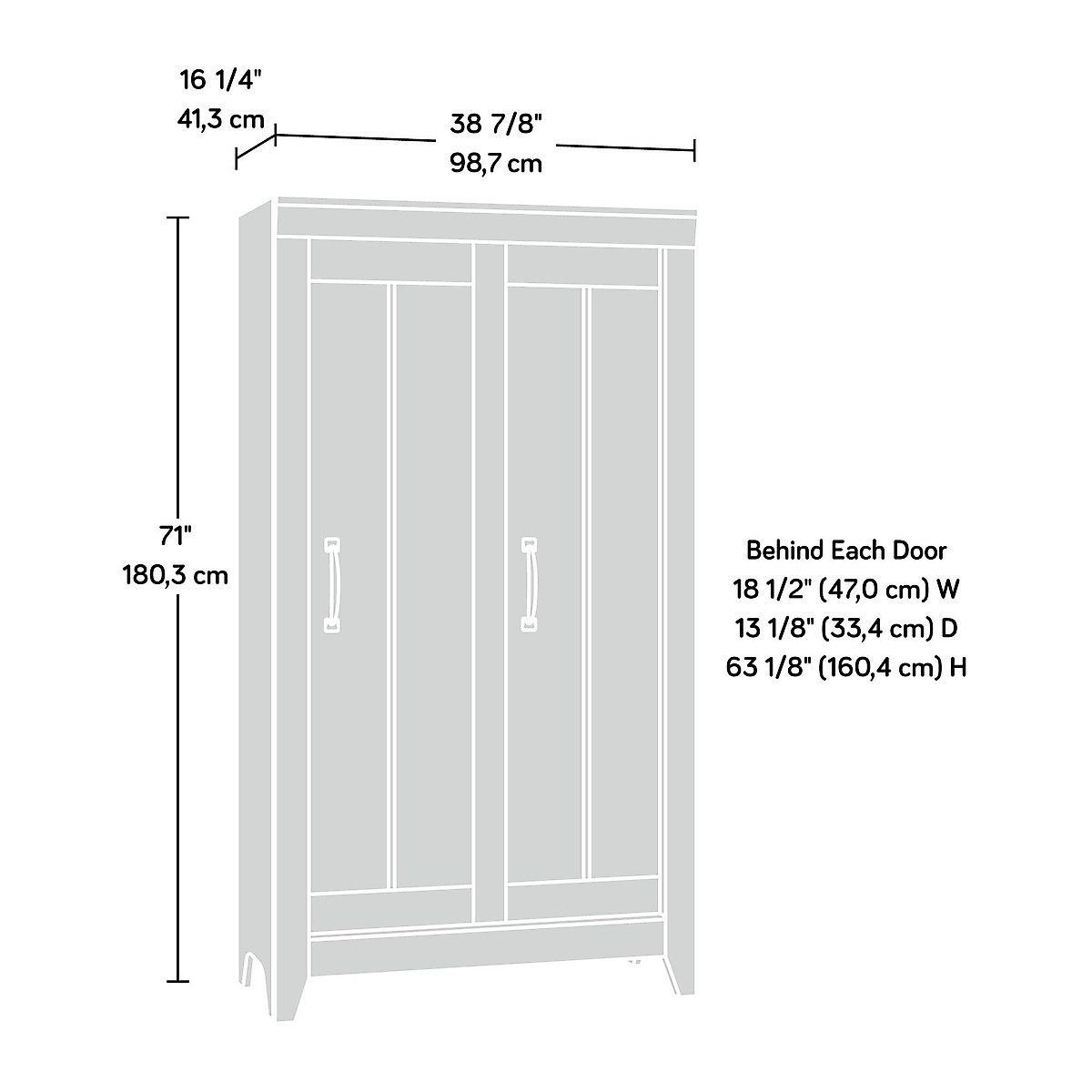 Sauder Adept Storage Pantry Cabinet, L: 38.94" x W: 16.77" x H: 70.98", Craftsman Oak finish
