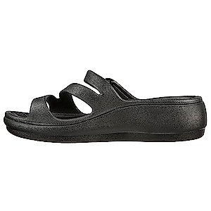 Skechers Women's Adjustable Wedge Sandal, Black, 7