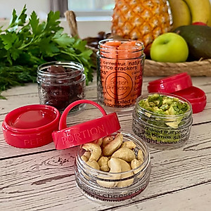 Portion Control Container for Weight Loss | 4 Piece Stackable Snack Container for Adults & Kids | Bariatric Portion Control Containers | On The Go Snack Container with Guide by Portion Perfection