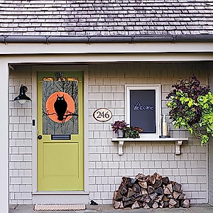 MEHOTOP Owl Halloween House Flag 28 x 40 Double Sided for Outside Large Garden Yard Flags Orange Full Moon Moonlight Burlap Vertical Banner Seasons Decor for Outdoor Lawn Holiday Wall Door Decoration