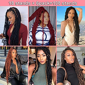 24 Inch Soft Locs Crochet Hair Pre Looped 6 Packs Faux Locs Crochet Braids Goddess Locs Dreadlocs Synthetic Hair For Black Women (1B, 24 Inch (Pack of 6))