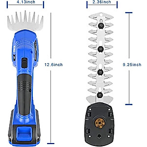 Cordless Grass Shears & Shrub Hedge Trimmer, 2 in 1 Electric Handhled Hedge Clippers 20V Grass Cutter Trimmer with Rechargeable Lithium-Ion Battery and Charger, Plastic Cover Included
