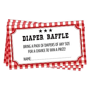 BBQ Baby-Q Diaper Raffle Baby Shower Cards - 24 count
