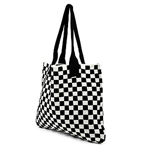 Stizimn Crochet Bags for Women Summer Beach Tote Bag Large Capacity Shoulder Bag Aesthetic Hobo Bag Knit Bag Hippie Bag (Black-C)