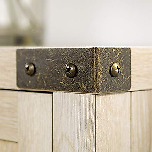 Walker Edison Georgetown Modern Farmhouse Double Barn Door Fireplace TV Stand for TVs up to 65 Inches, 58 Inch, White Oak