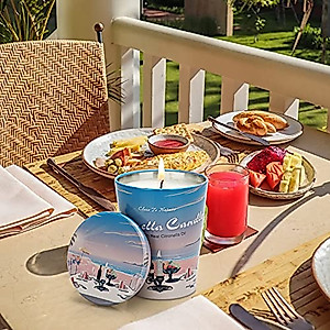 2 Pack Citronella Candles Outdoor Indoor, 110 Hours Soy Wax Citronella Candles Set, Portable Scented Candles for Beach Garden Camping Patio Backyard Accessories