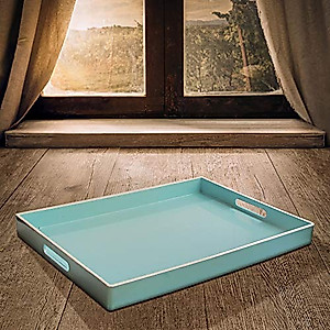 American Atelier Carry 14 x 19 inches Rectangular Tray with Handle, 14 x 19 inch, Teal