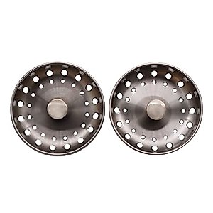 Westbrass D214S-2P-07 3-1/2" Standard Stainless Steel Post Style Large Kitchen Sink Basket Strainer Drain Stopper, 2 Pack, Satin Nickel
