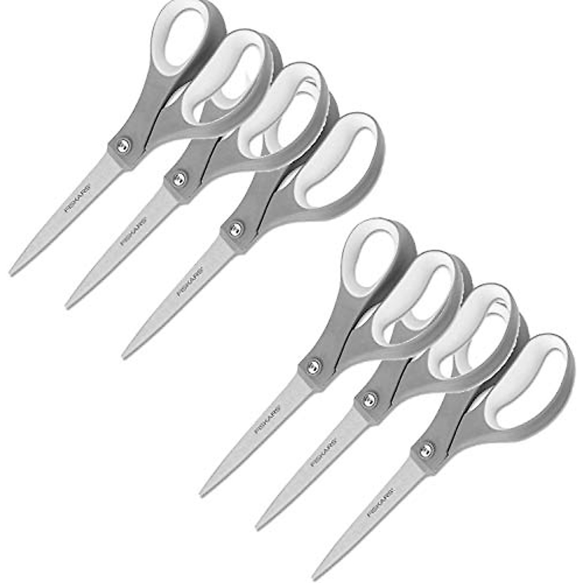 Fiskars 01-004761J Softgrip Scissors Straight Stainless Steel, 8 Inch - 6 Pack