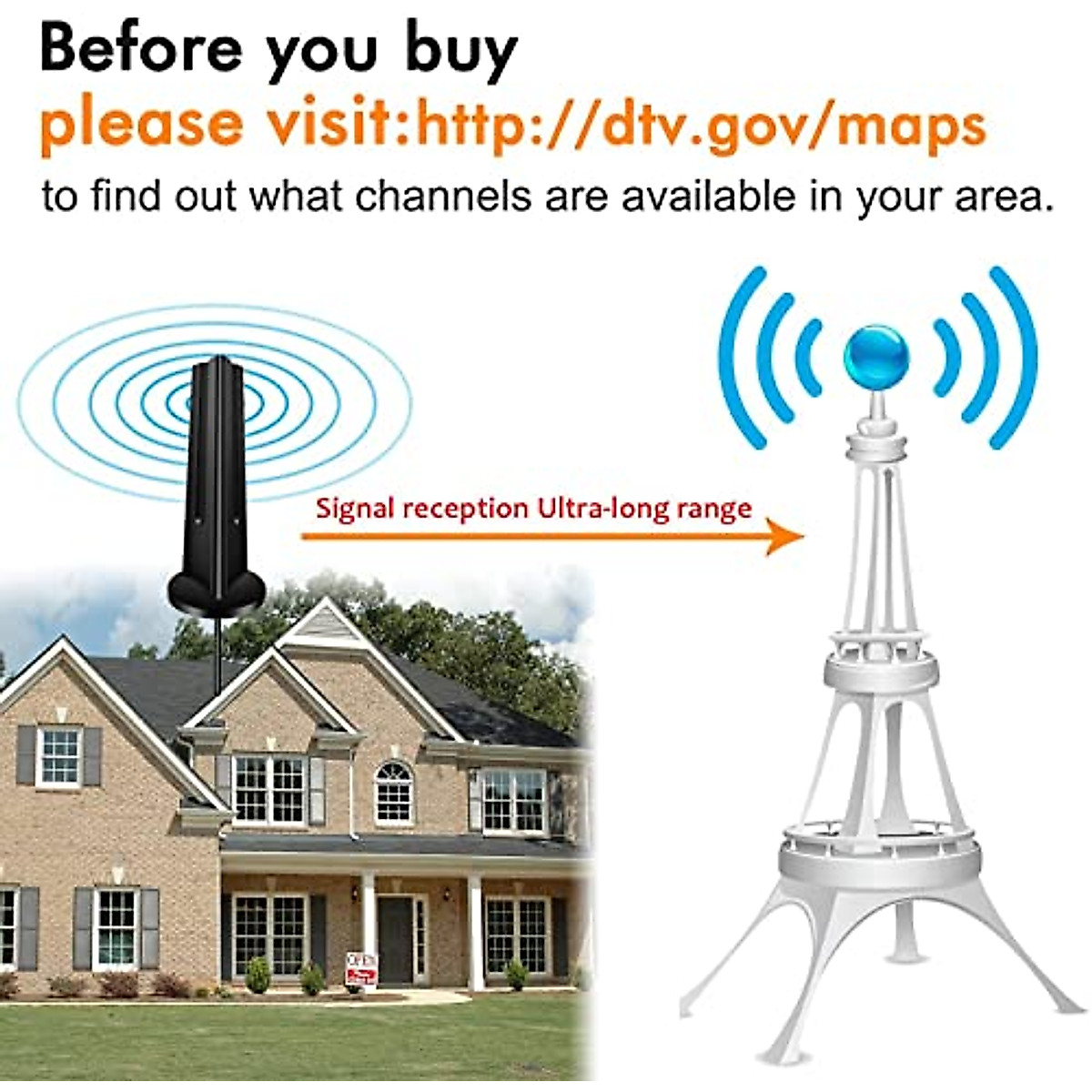 TV Antenna, 2022 Newest HDTV Indoor Digital TV Antenna 130 Miles Range with Amplifier Signal Booster 4K HD Free Local Channels Support All Television -10ft High Performance Coax Cable