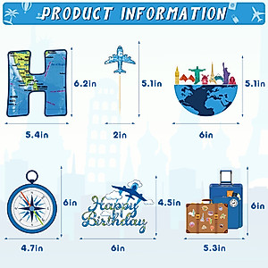 Zonon 38 Pieces Travel Theme Birthday Party Decorations The Place You'll Go Birthday Banner Let The Adventure Begin Hanging Swirls Bon Voyage Cake Toppers for Birthday Baby Shower Party Supplies