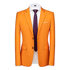 UNINUKOO Men's Suit Slim Fit 2 Button 2 Piece Suits for Men Party Formal Dress Solid Tuxedo Blazer Jacket Pants Set US Size 40 Orange