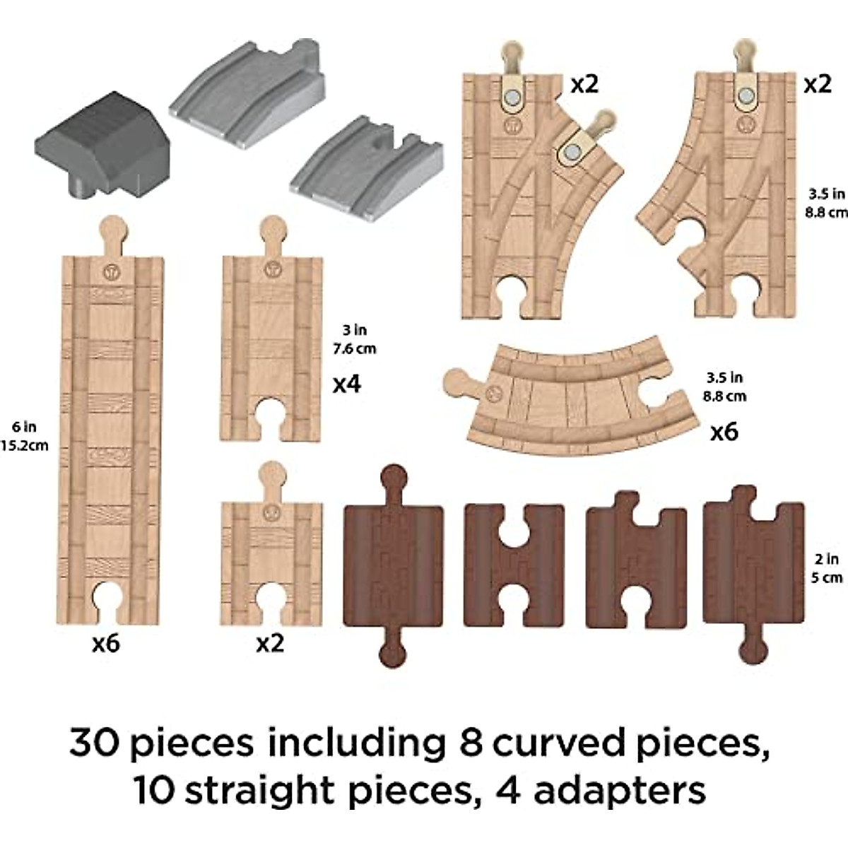 Thomas & Friends Wooden Railway Track Set Expansion Clackety Track Pack, 22 Wood Pieces For Preschool Kids Ages 3+ Years