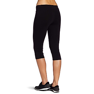 Spalding Women's Essential Capri Legging | Comfortable 4-Way Stretch Athletic Pants | Mid-Waist Black | Medium