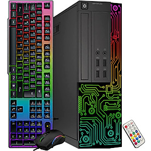 Dell RGB Desktop Computer PC with 24 Inch Monitor, Intel i5 Quad-Core Processor, 8GB RAM, 512GB SSD, RGB Gaming Keyboard and Mouse, WiFi, Windows 10 Pro (Renewed)