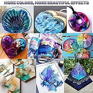 Alcohol Ink Set - 20 Bottles Vibrant Colors High Concentrated Alcohol-Based Ink, Concentrated Epoxy Resin Paint Colour Dye Great for Resin Petri Dish, Coaster, Painting, Tumbler Cup Making(10ml Each)