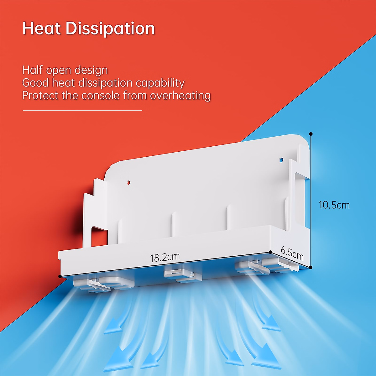 Hosanwell Switch Wall Mount, Wall Mount for Switch/Switch OLED, with Hooks for Hanging Joy-Cons, Dual Controller Holder with Non-Slip Mat, White