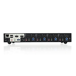 IOGEAR 4-Port 4K Dual View KVMP Switch with HDMI, Audio, UHD 4K@60Hz RGB 4:4:4, USB 3.0 Hub, Audio, Hotkey, Button Switching, PC Monitor Keyboard Mouse Switch for 4 PCs 2 Monitors w/Cables - GCS1944H