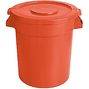 PRO&Family 80 Qt. / 20 Gallon / 75 Liters Orange Round Commercial Trash Can/Ingredient Bin. Trash Bin Kitchen Garbage Can Waste Basket Recycle Bin