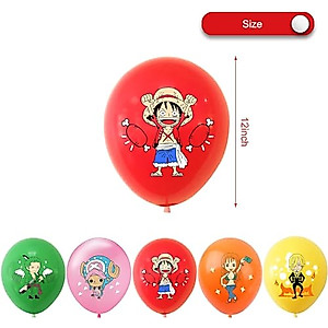 25Pcs Party Latex Balloons For One Piece, Cartoon Birthday Balloons Theme Party Decoration For One Piece