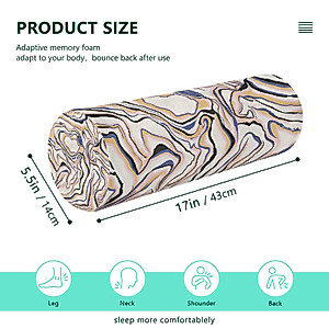 JUNZAN Liquid Marble Texture Pattern Bed Bolster Pillow Pillow Covers Neck Roll Pillow Covers Decorative Massage Table Cushion Pad Foam Car Neck Support Pillow