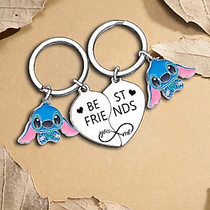 Waeceip 2PCS Best Friend Keychain Friendship Gifts for Friends Cute Stitch Gifts for Friend Gifts Stitch Stuff Friends Christmas Birthday Graduation Gifts