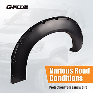 G-PLUS Fender Flares,Compatible With 2011-2016 Ford F250 F350 Superduty Styleside Models Only w/ 81.8" / 98.0" bed length (NOT Fit Dually & Flareside Models),Pocket Rivet Smooth Matte Wheel Cover 4pcs