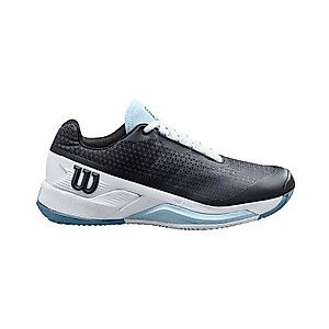 WILSON Men's Rush Pro 4.0 Clay Sneaker, Black/White/China Blue, 6