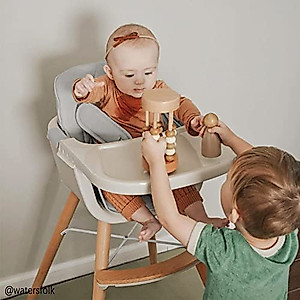 3-in-1 Convertible Wooden High Chair,Baby High Chair with Adjustable Legs & Dishwasher Safe Tray, Made of Sleek Hardwood & Premium Leatherette, Mid Grey