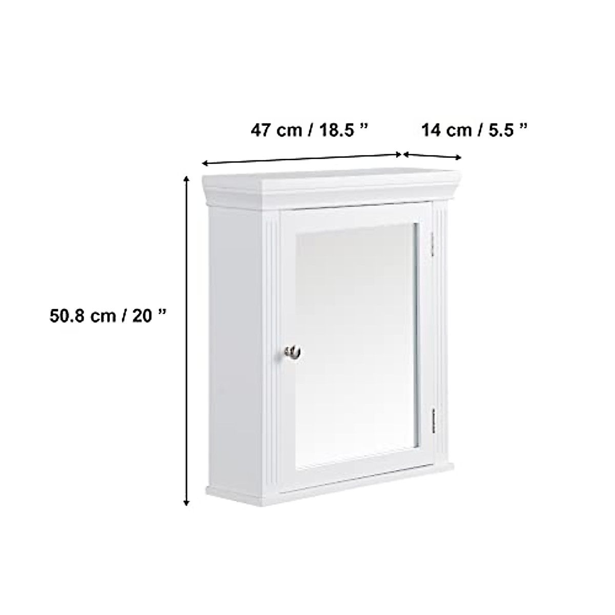 Elegant Home Fashions Stratford Wooden Storage, 1 Door, White Medicine Cabinet