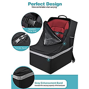 Car Seat Bags for Air Travel, Heavy Duty Carseat Travel Bag for Airplane, Gate Check Bag for Car Seats, Waterproof Large Backpack, Carseat Travel Cover - Baby/Toddler Travel Essentials for Flying
