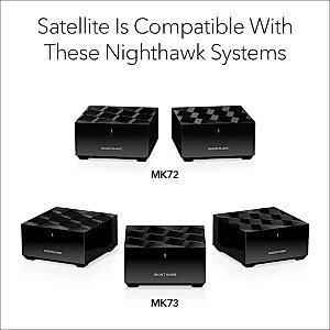 NETGEAR Nighthawk Dual-Band Whole Home Mesh WiFi 6 Add-on Satellite (MS70) – Works with Your Nighthawk MK72 Or MK73 System, Adds up to 1,500 sq. ft. Coverage, AX3000 (Up to 3Gbps)