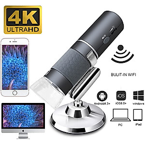 Jiusion WiFi USB Digital Handheld Microscope, 50 to 1000x Wireless Magnification Endoscope 8 LED Mini Camera with Metal Stand Compatible with iPhone iPad Mac Windows Android