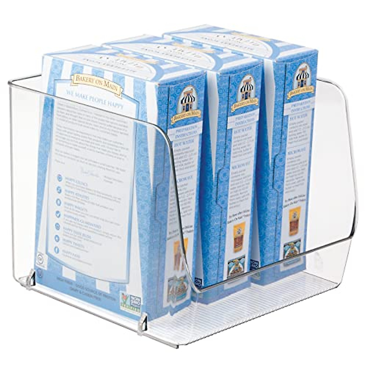 mDesign Modern Stackable Plastic Open Front Dip Storage Organizer Bin Basket for Kitchen Organization - Shelf, Cupboard, Cabinet, and Pantry Organizing Decor - Ligne Collection - 8 Pack - Clear