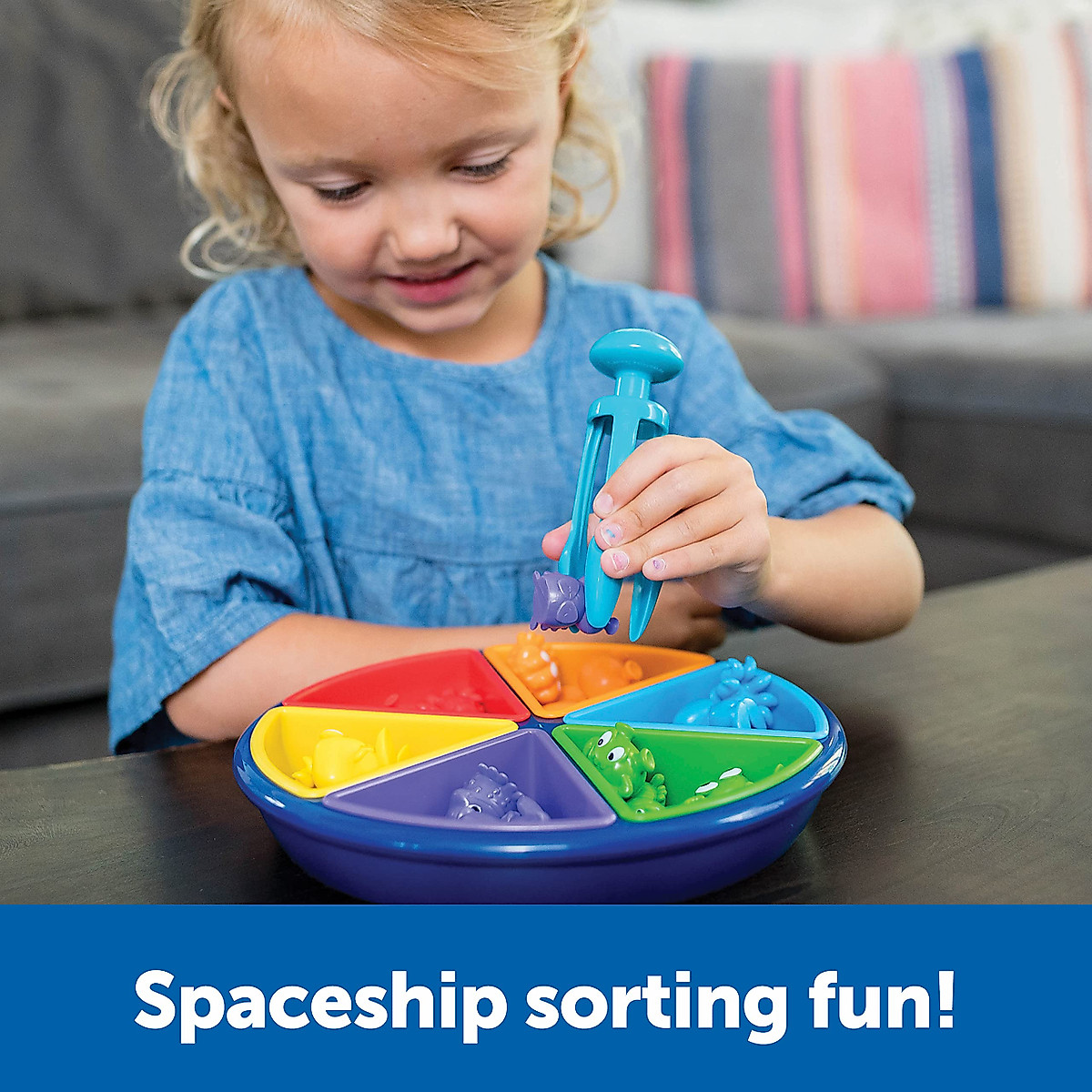 Learning Resources Oodles of Aliens Sorting Saucer, Fine Motor Skills, Counting and Sorting Toys, Preschool Games, Educational Toys, 48 Pieces, Ages 4+
